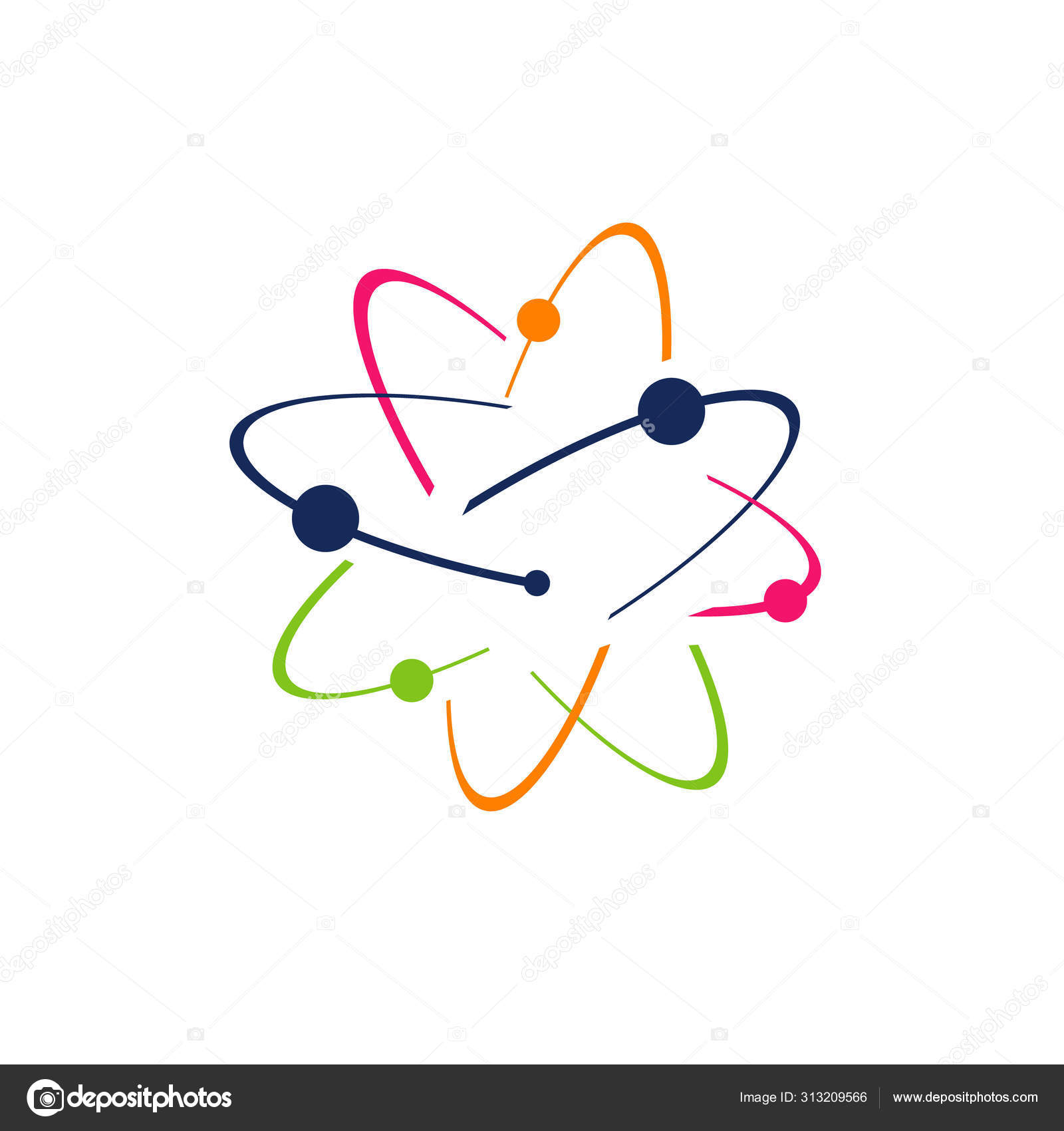 Symbol of science research Atom logo Vector icon illustration. e Stock ...