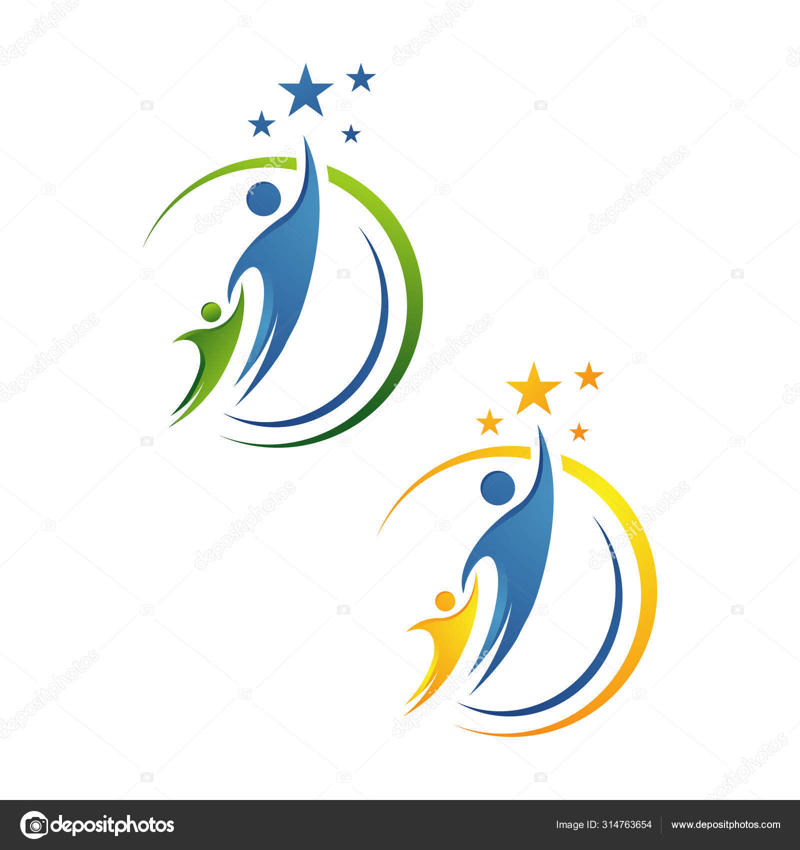 Son and father logo design vector. guiding to the star illustrat Stock ...