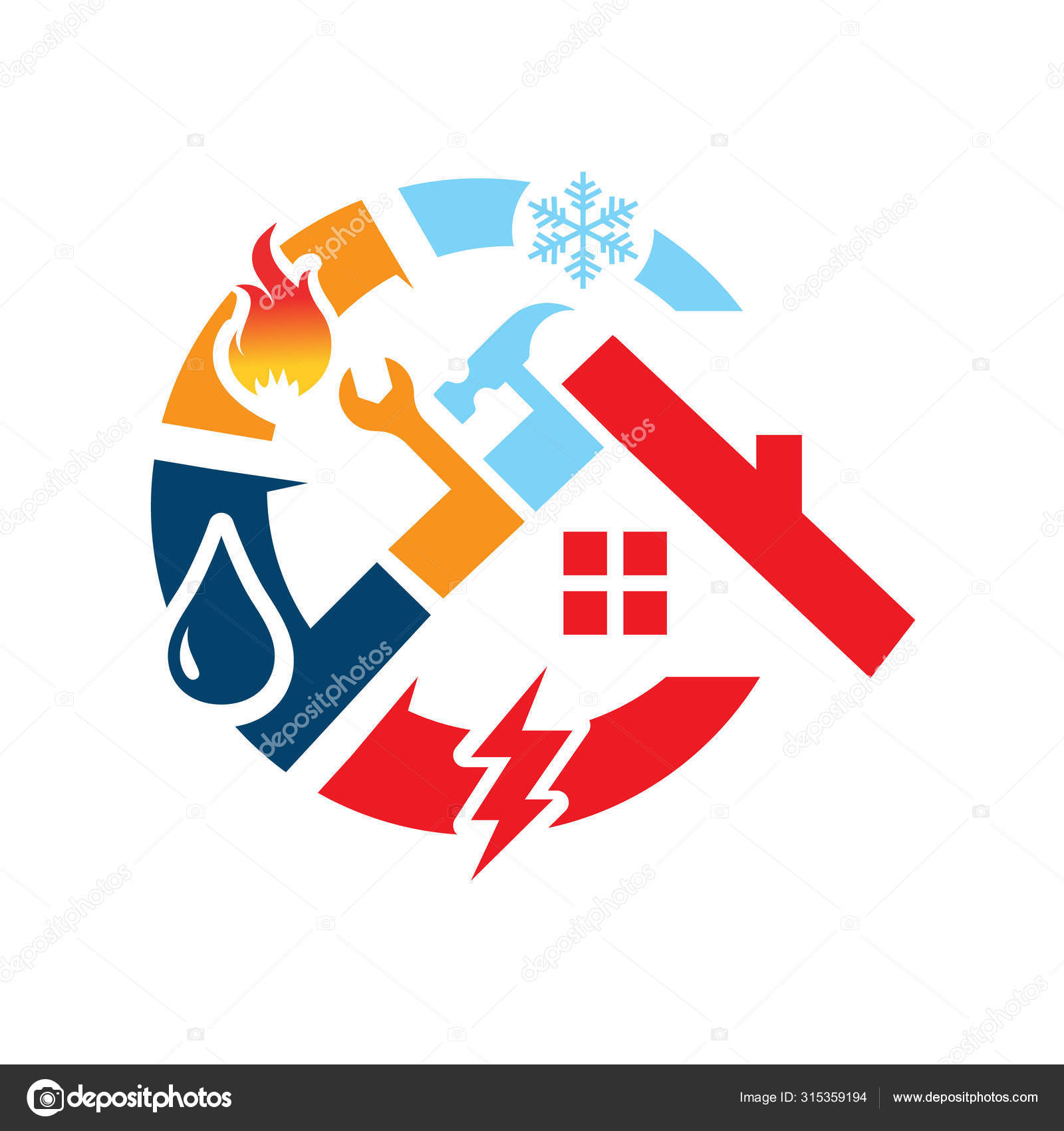 Restoration home renovation logo design after disaster repair pr Stock ...