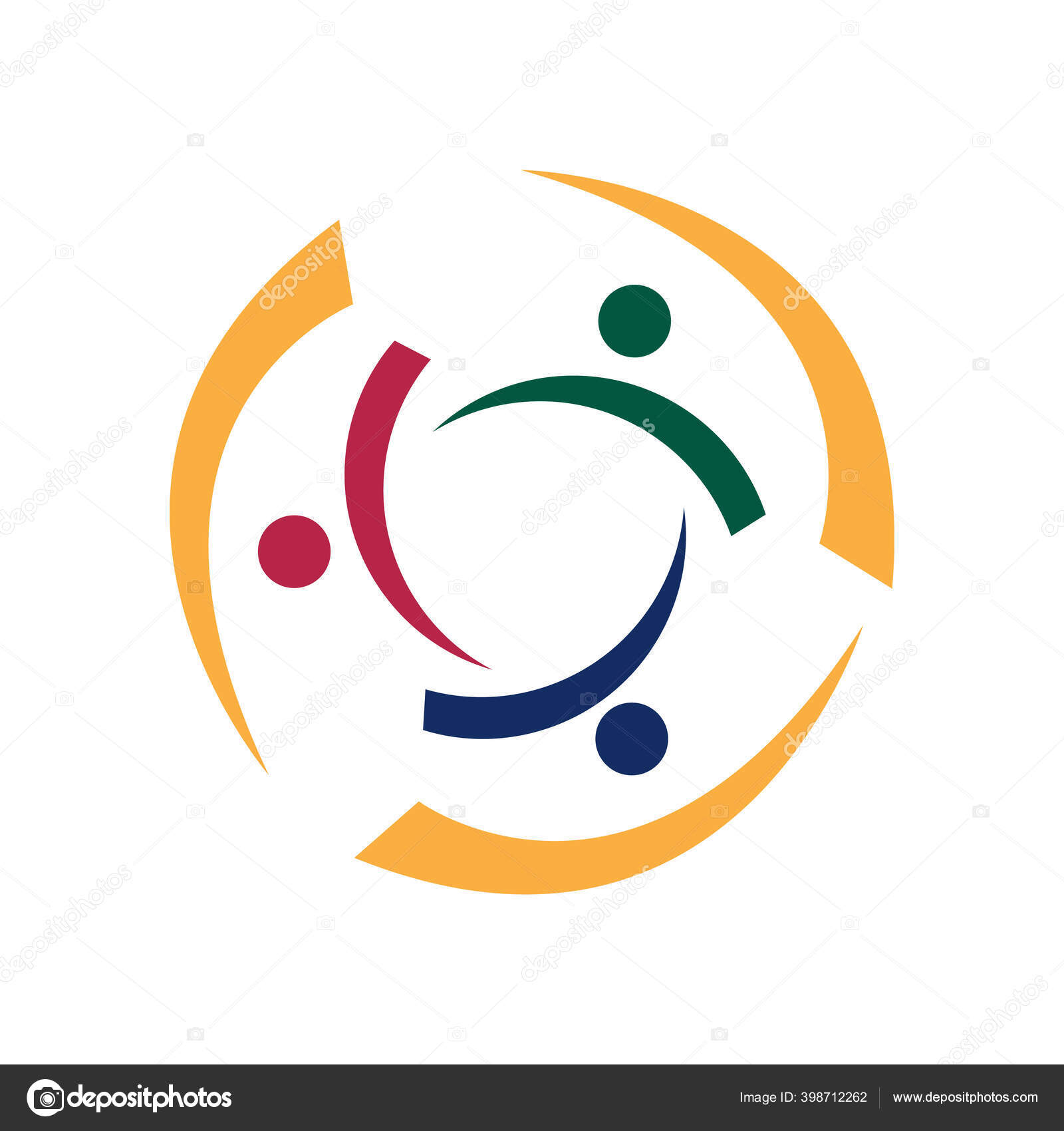 Circle Rounded Connected Unity Colorful People Community Logo Design ...