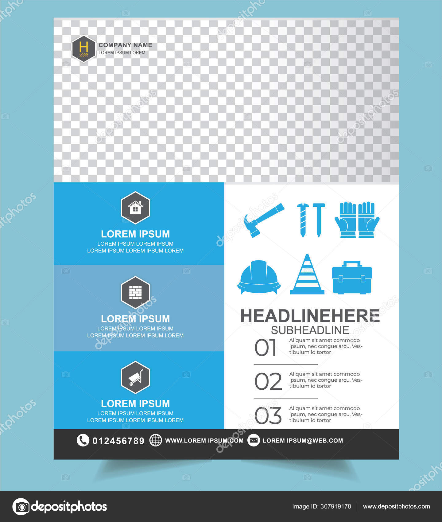 Construction Tools Cover Template Report Brochure Design Flyer Leaflets ...