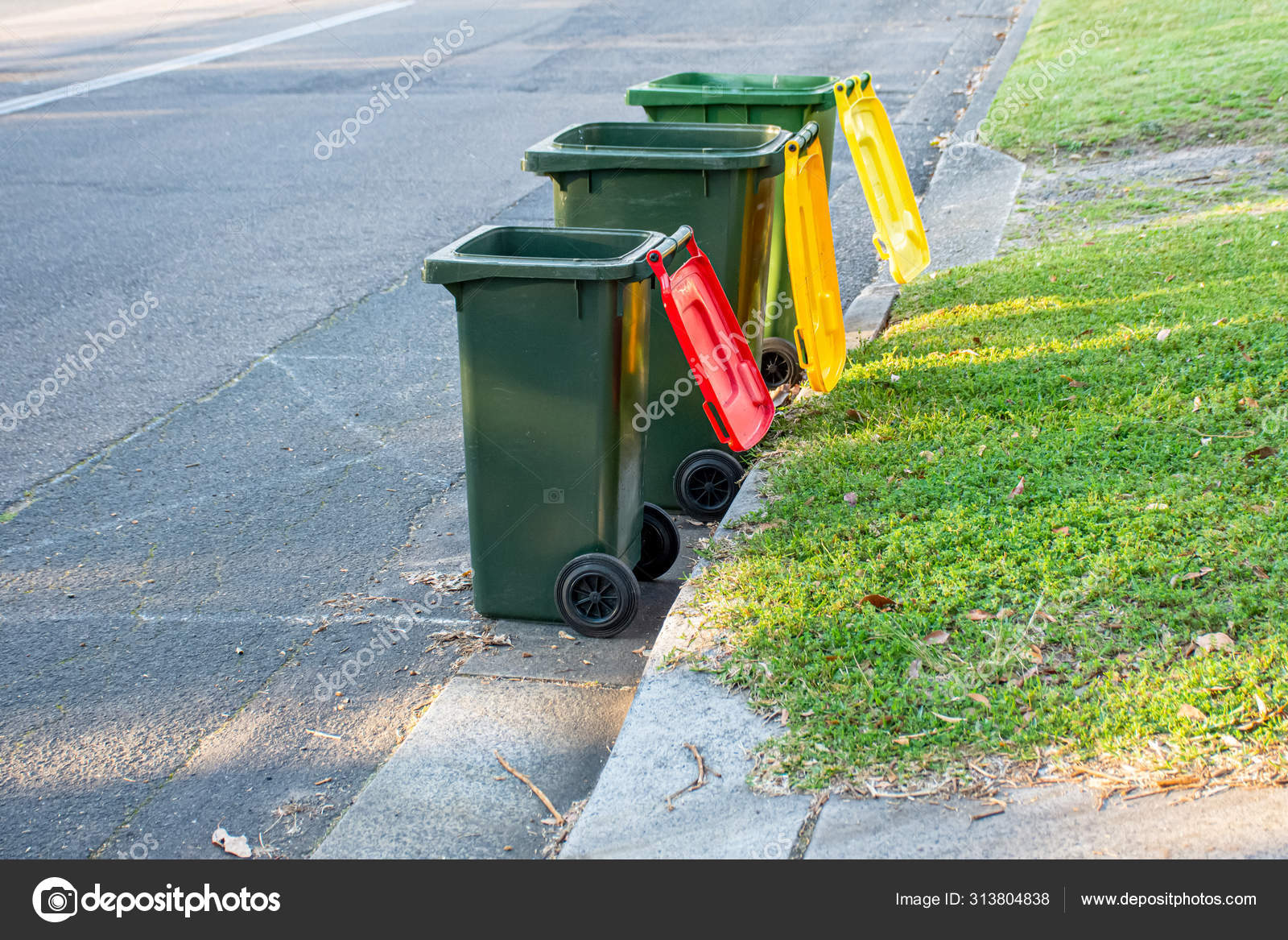 Australian garbage wheelie bins with colourful lids for recycling and ...