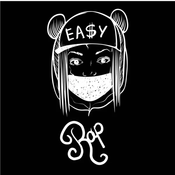 Pretty Young Urban Rap Girl. Lady Vector artwork. Doodle art isolated ...