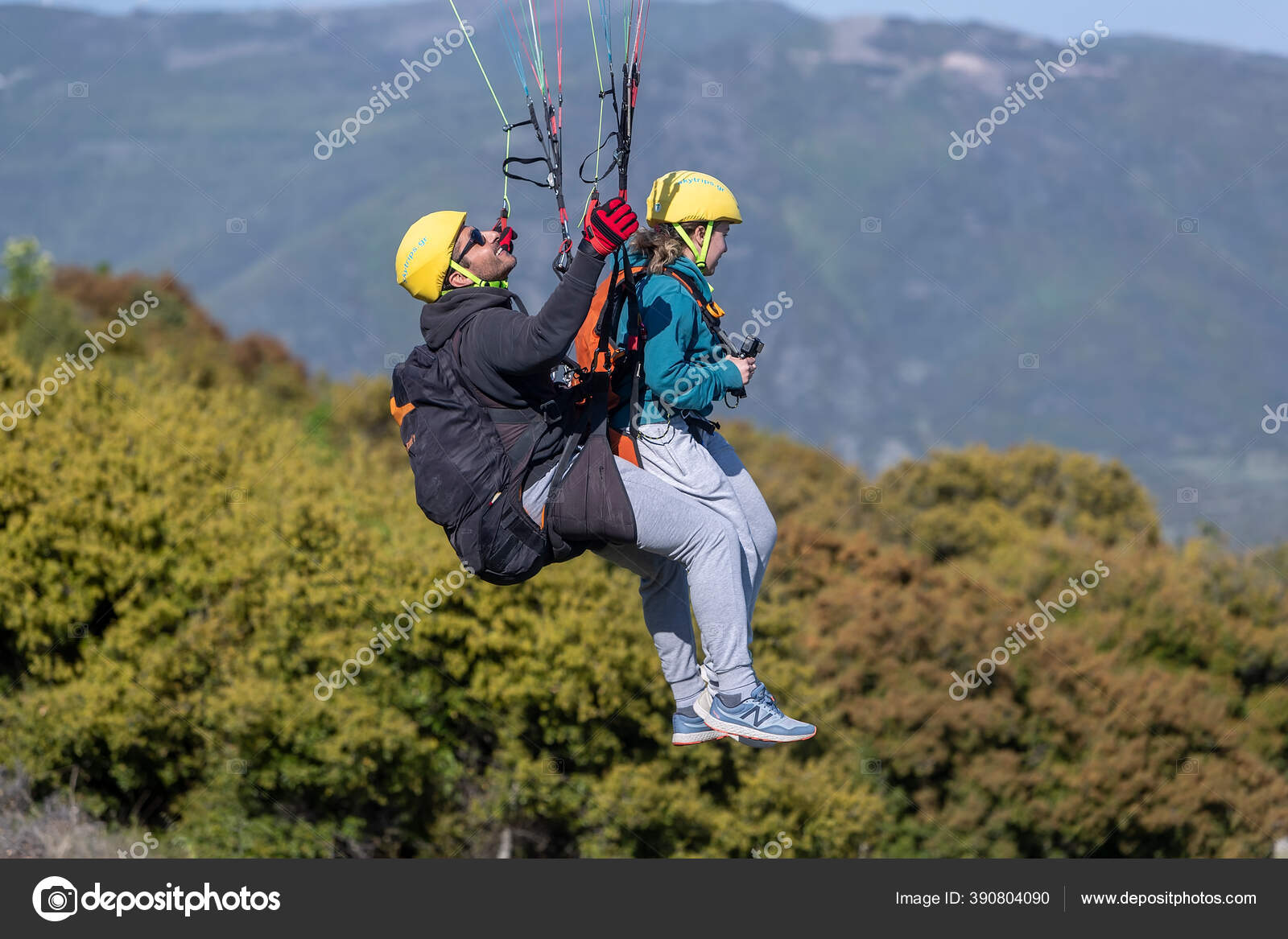 Drama Greece May 2020 Paraglider Popular Area Parachuting Side ...