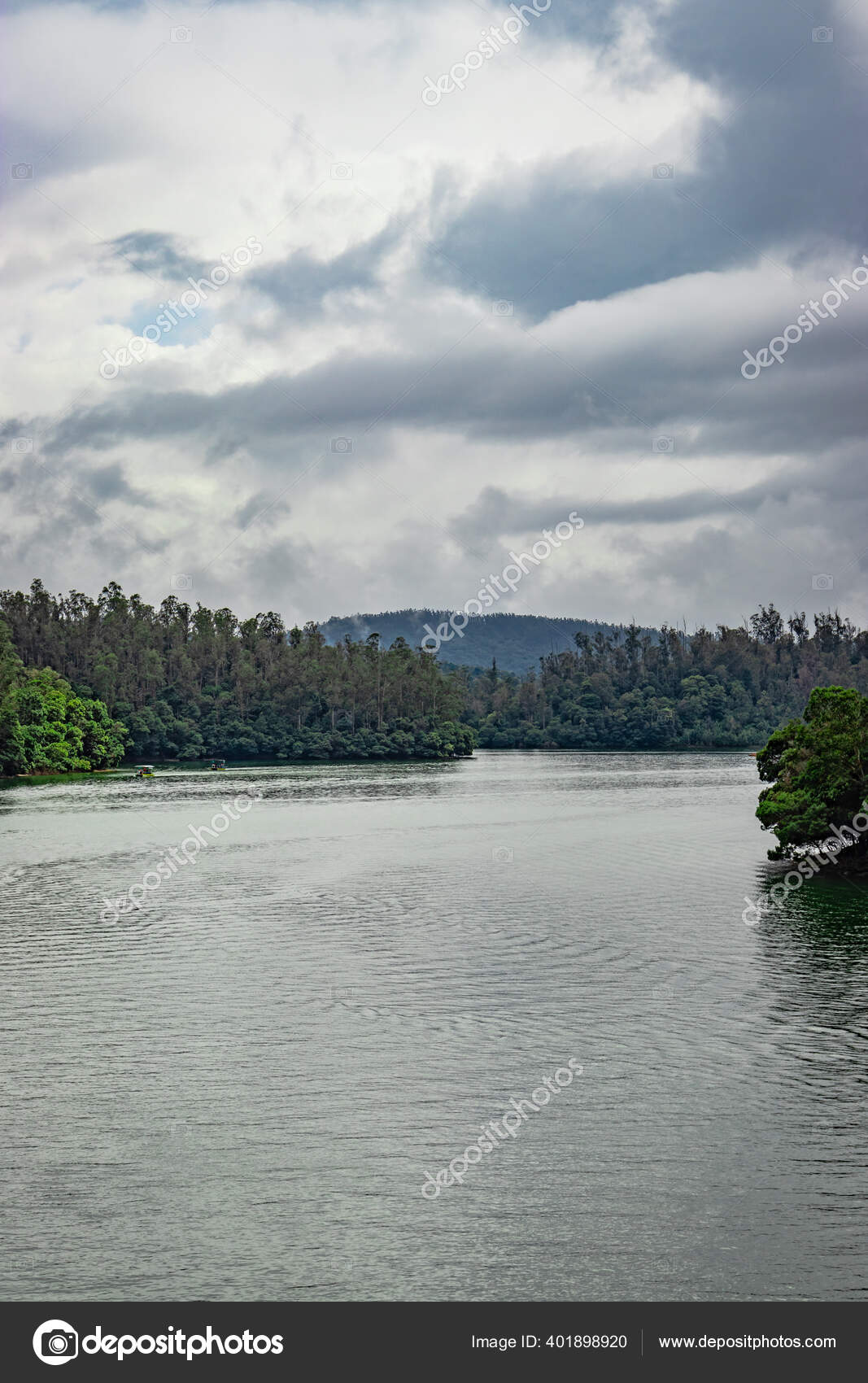 Lake Pristine Forest Water Reflection Morning Image Taken South India ...