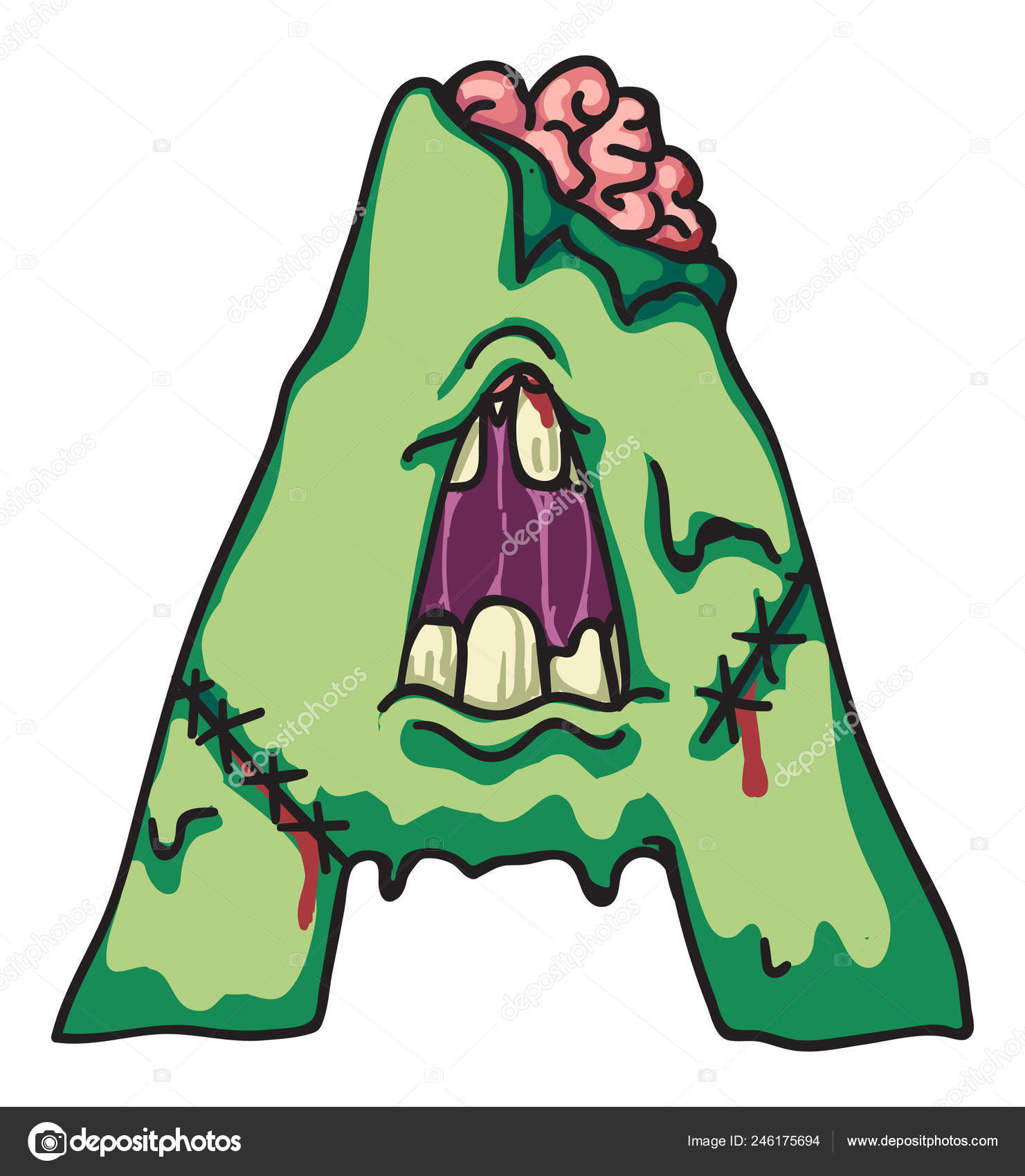 Zombie alphabet letters. Creepy design for prints. Stock Vector Image ...