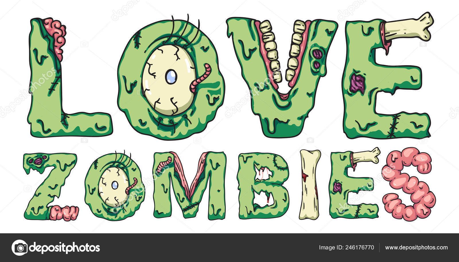 Zombie alphabet letters. Creepy design for prints. Stock Vector Image ...