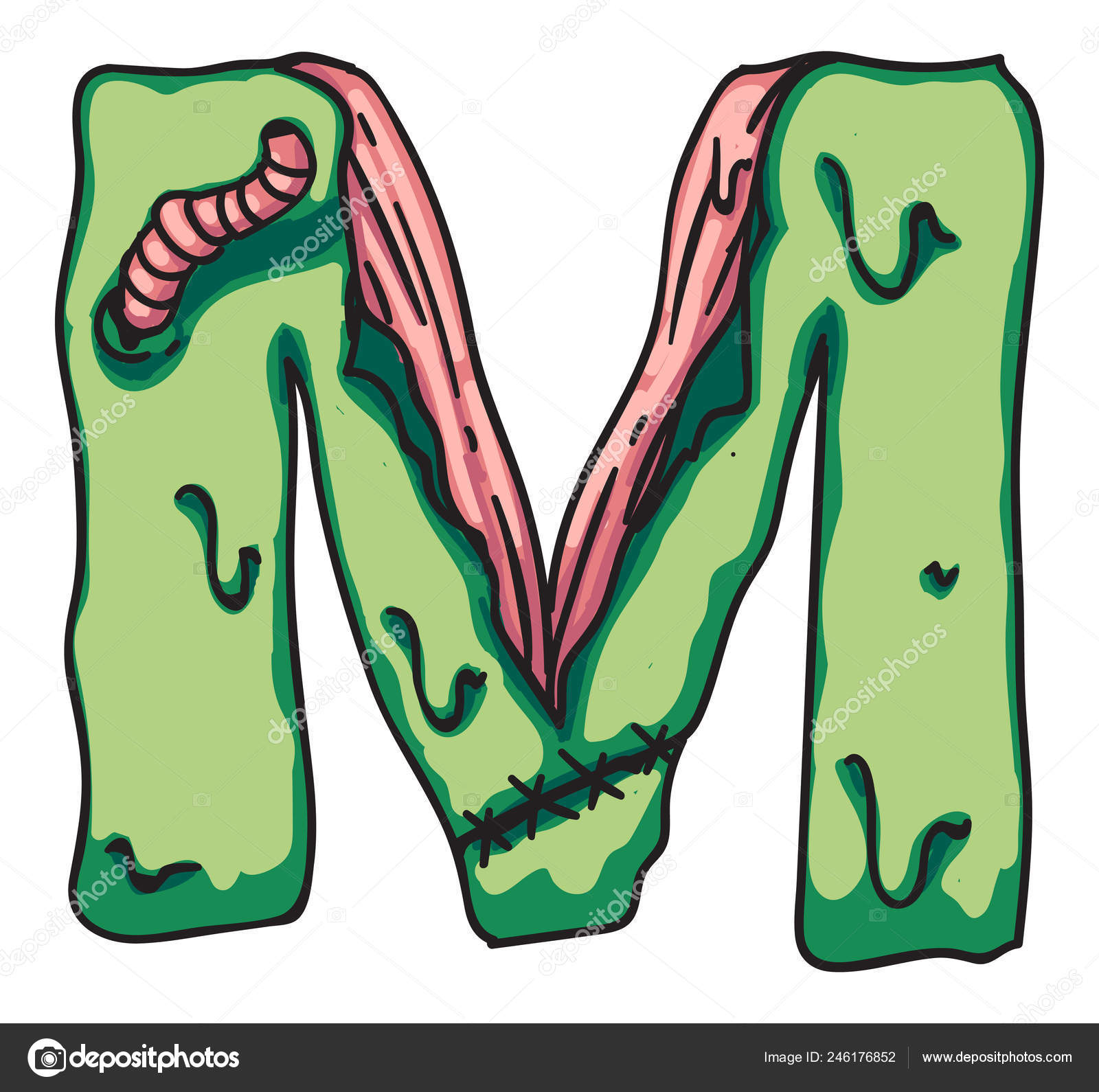 Zombie alphabet letters. Creepy design for prints. Stock Vector by ...