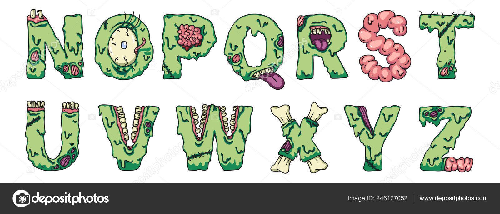 Zombie alphabet letters. Creepy design for prints. Stock Vector Image by ©Helen_F #246177052