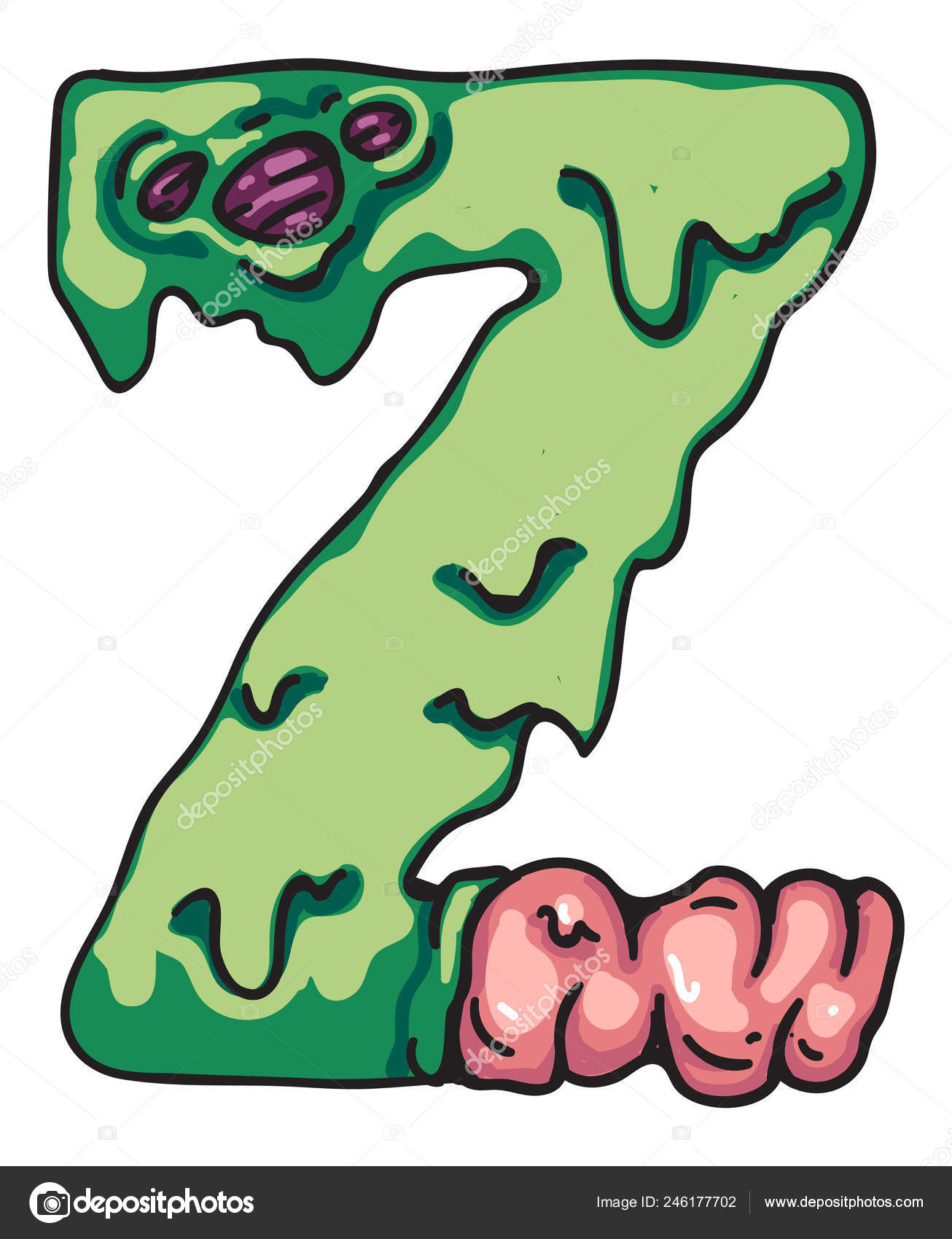 Zombie alphabet letters. Creepy design for prints. Stock Vector by ...