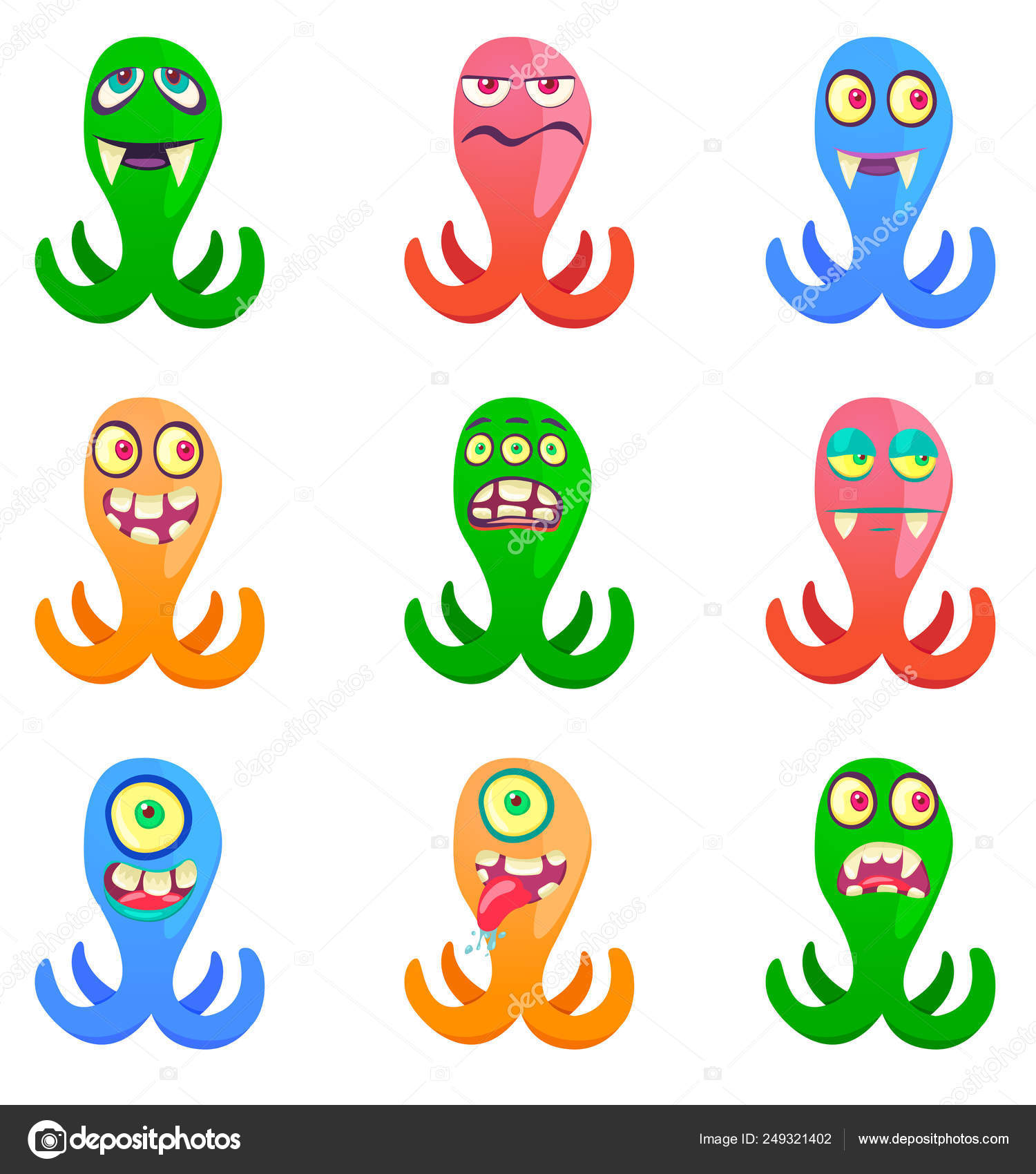 Cute Monsters. Cartoon aliens from space for kindergarten children ...