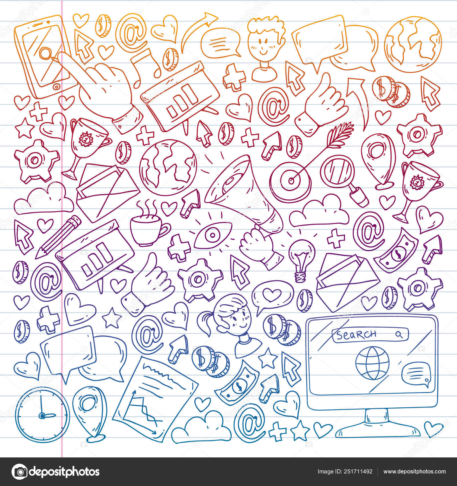 Digital marketing, social media, communications, management. Background ...