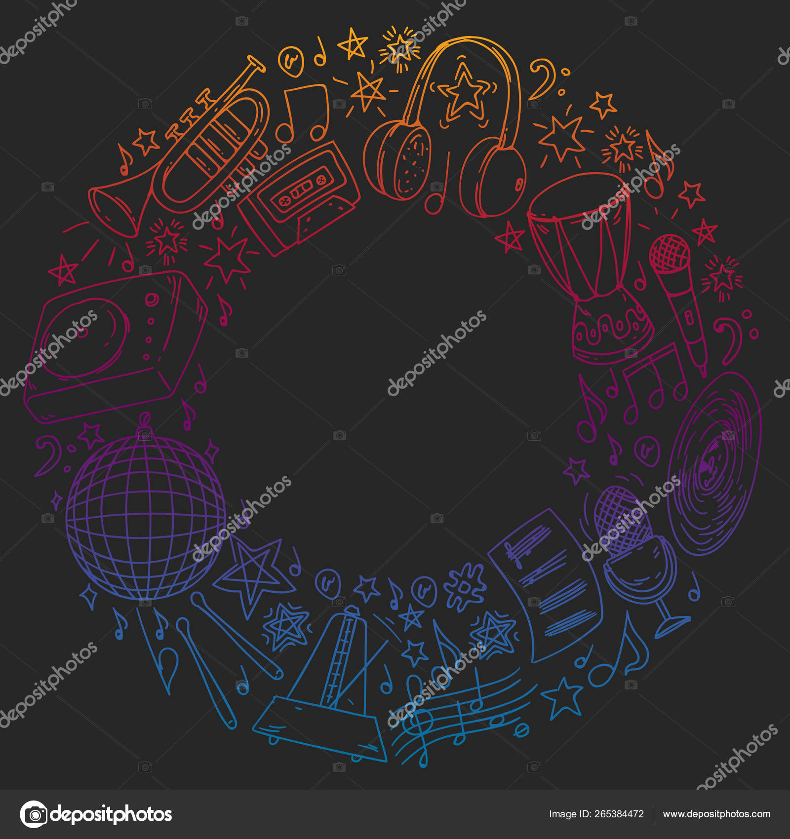 Musical pattern for posters, banners. Music festival, karaoke, disco ...