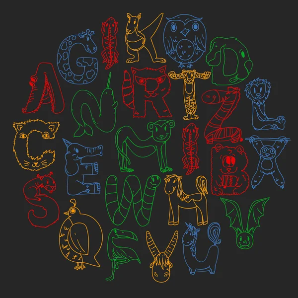Animal alphabet. Zoo alphabet. Letters from A to Z. Cartoon cute ...