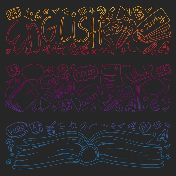 English courses. Doodle vector concept illustration of learning english ...
