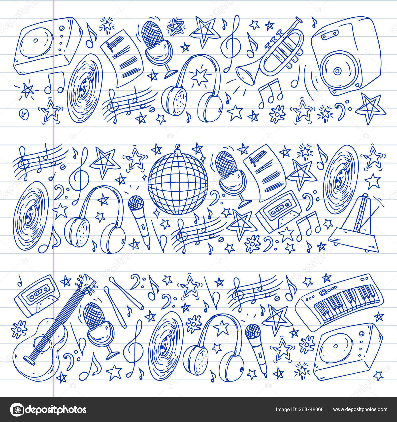 Musical pattern for posters, banners. Music festival, karaoke, disco ...