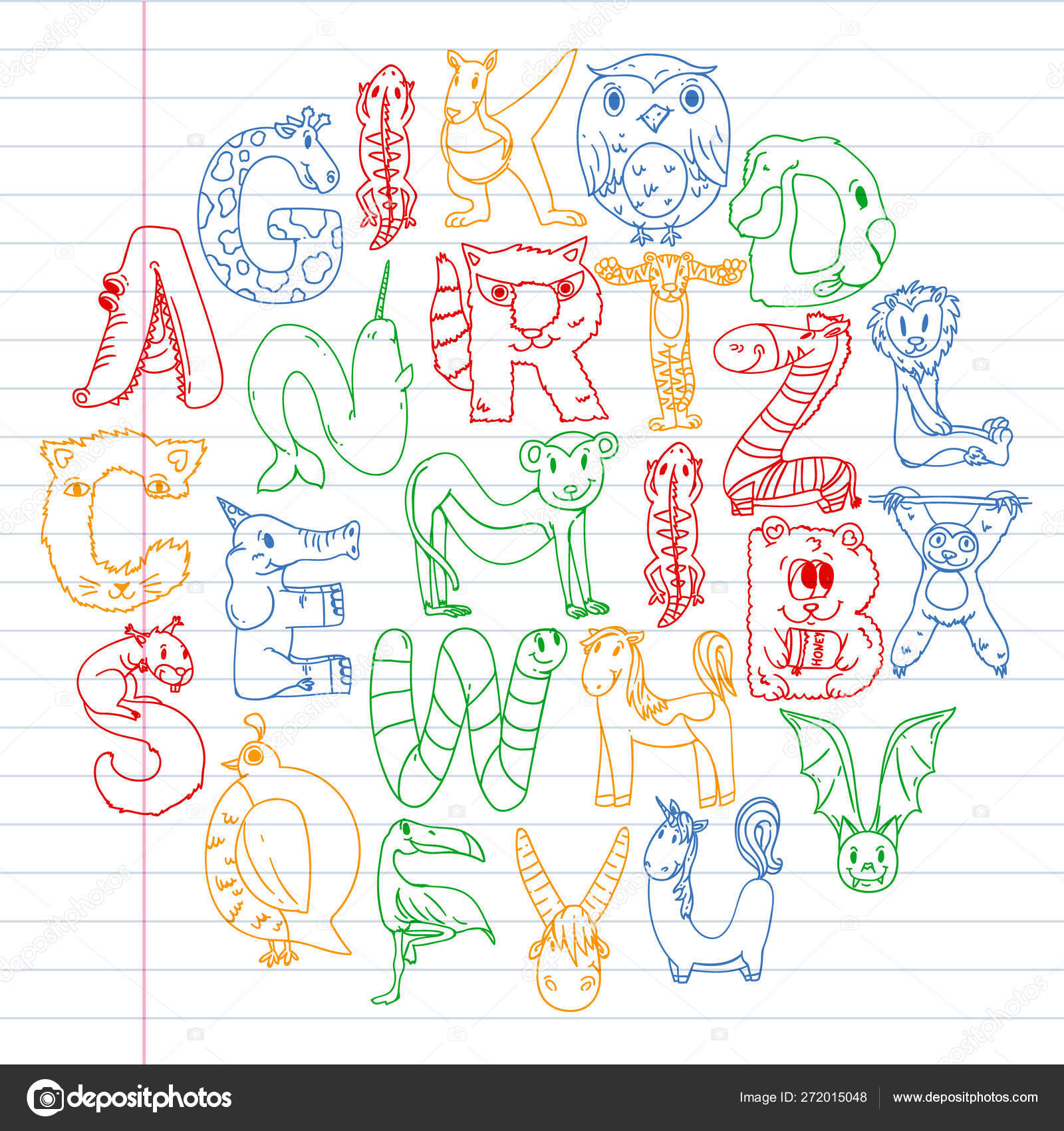 Alfabeto animal. Alfabeto del zoológico. Cartas de la A a la Z ...