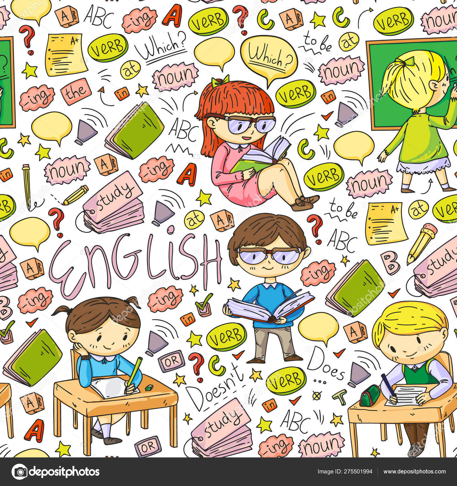 English school for children. Learn language. Education vector ...