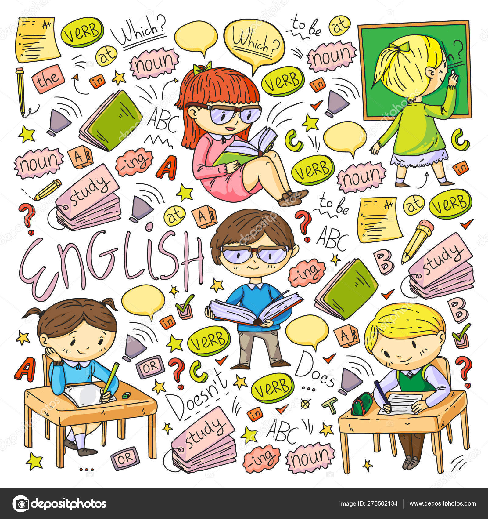 English school for children. Learn language. Education vector ...