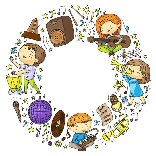 Sekolah musik untuk anak-anak Vector Ilustrasi Anak-anak menyanyikan ...