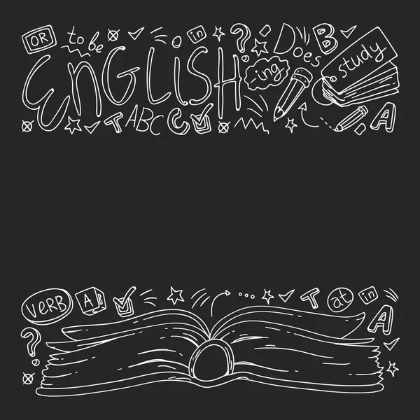 English courses. Doodle vector concept illustration of learning english ...