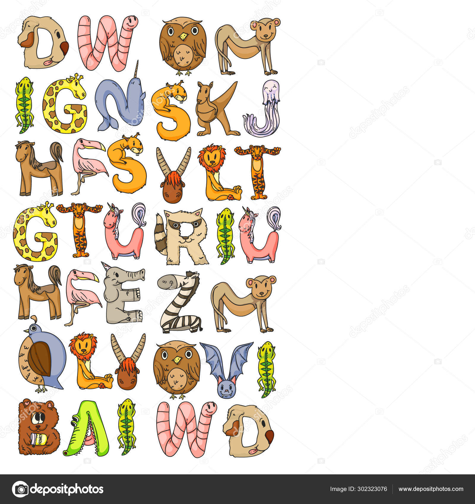 Alfabeto animal. Alfabeto del zoológico. Cartas de la A a la Z ...