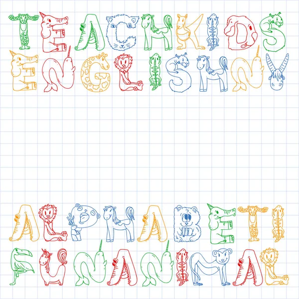 Animal alphabet. Zoo alphabet. Letters from A to Z. Cartoon cute ...