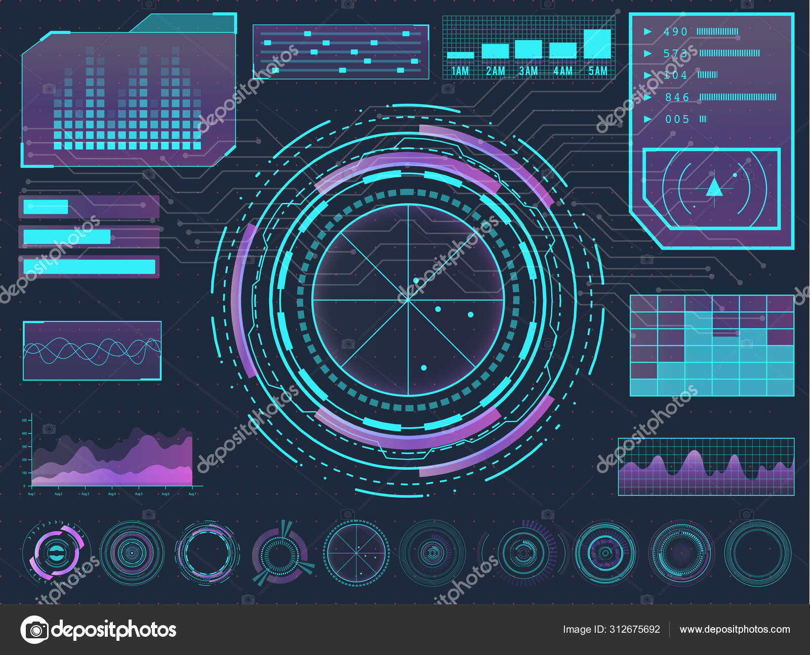 HUD elements sci-fi science futuristic user interface. Menu buttons ...