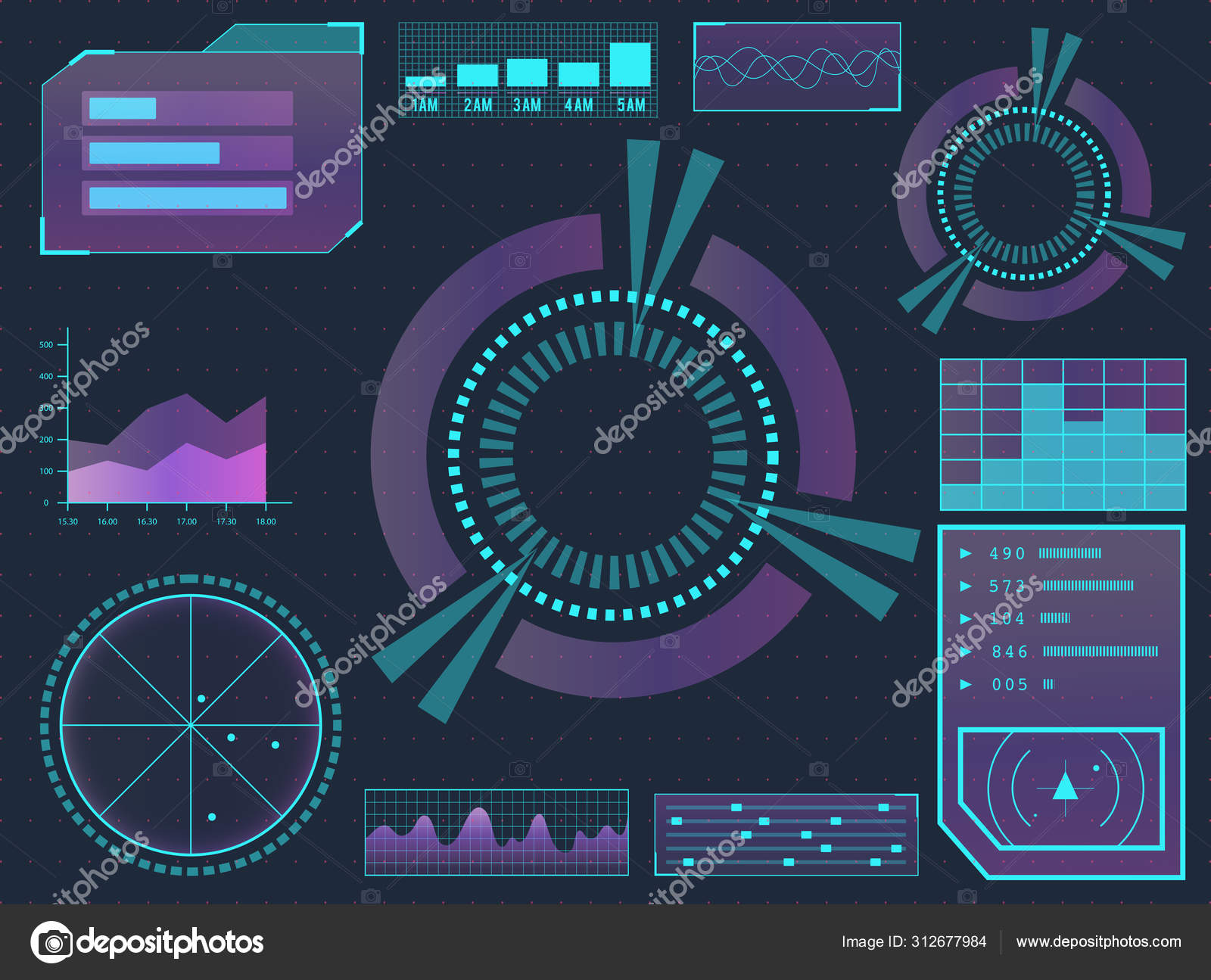 HUD elements sci-fi science futuristic user interface. Menu buttons ...