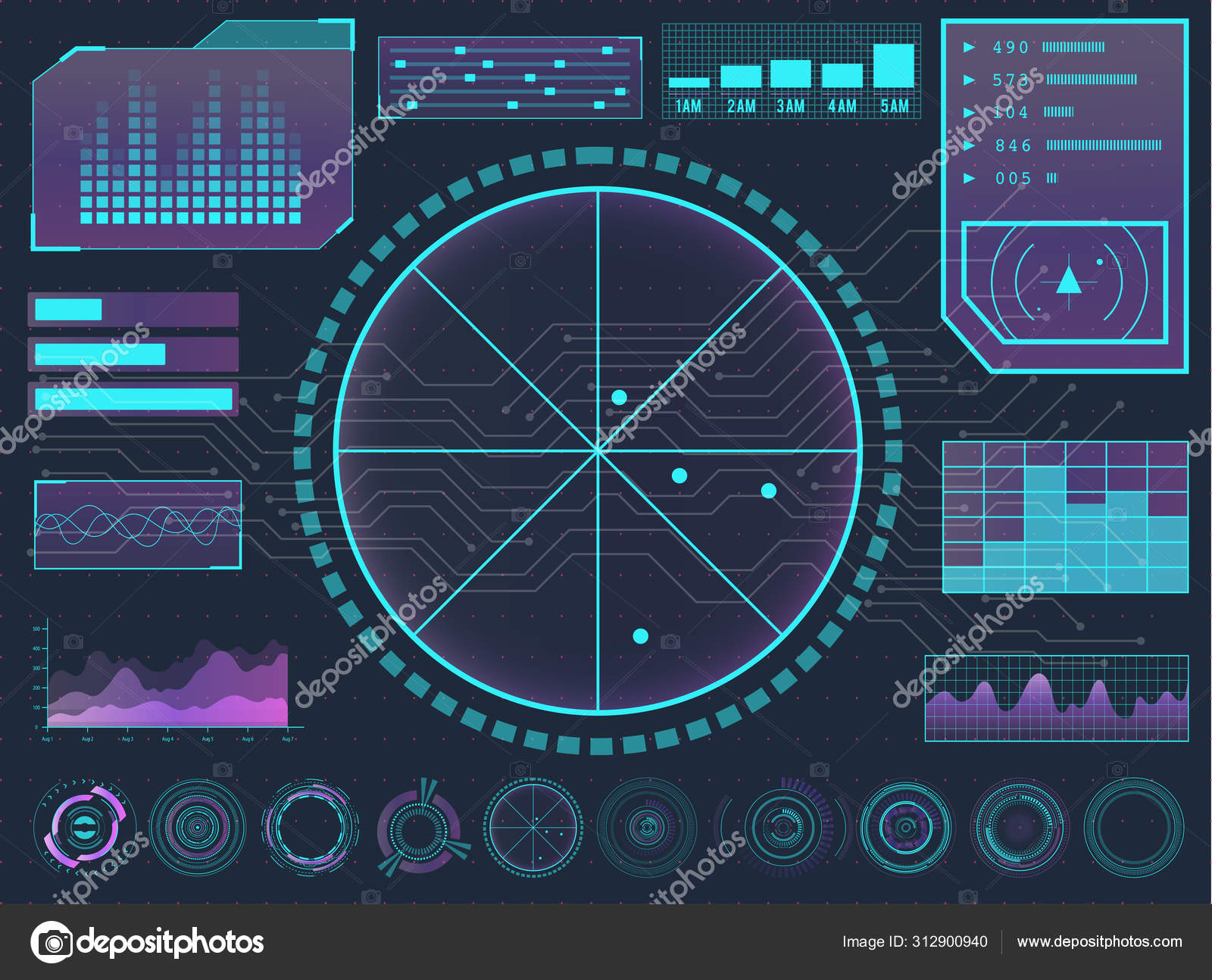 HUD elements sci-fi science futuristic user interface. Menu buttons, virtual reality ...