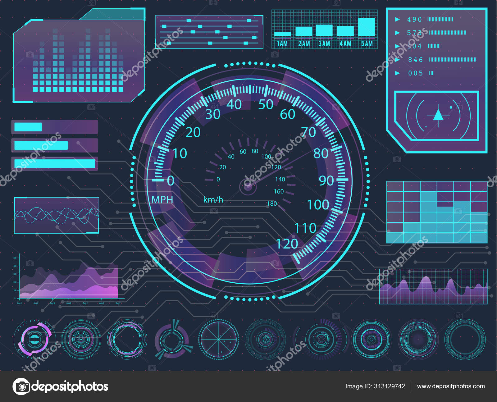 HUD elements sci-fi science futuristic user interface. Menu buttons ...