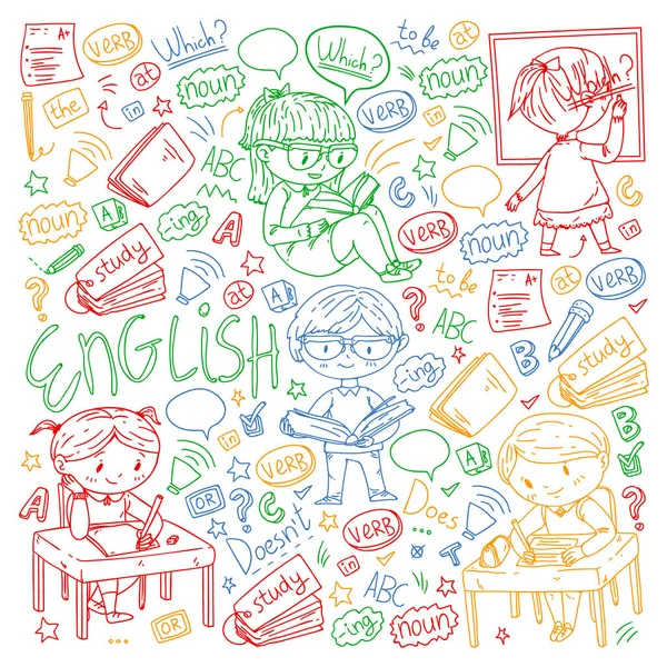English school for children. Learn language. Education vector ...