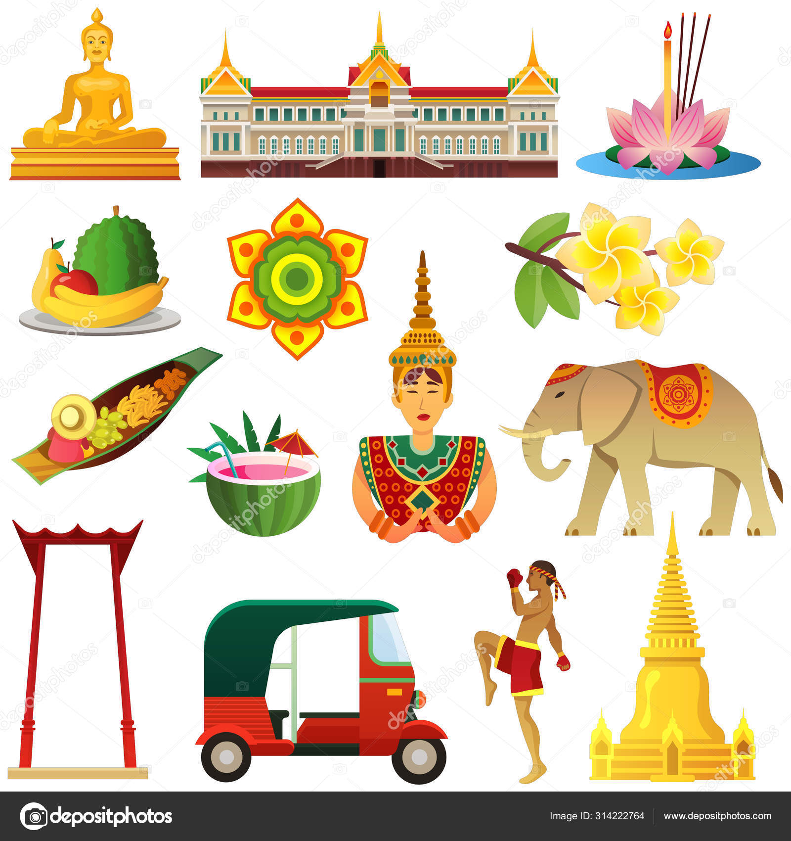 Thai vector icons. Thailand symbols. Stock Vector Image by ©Helen_F ...