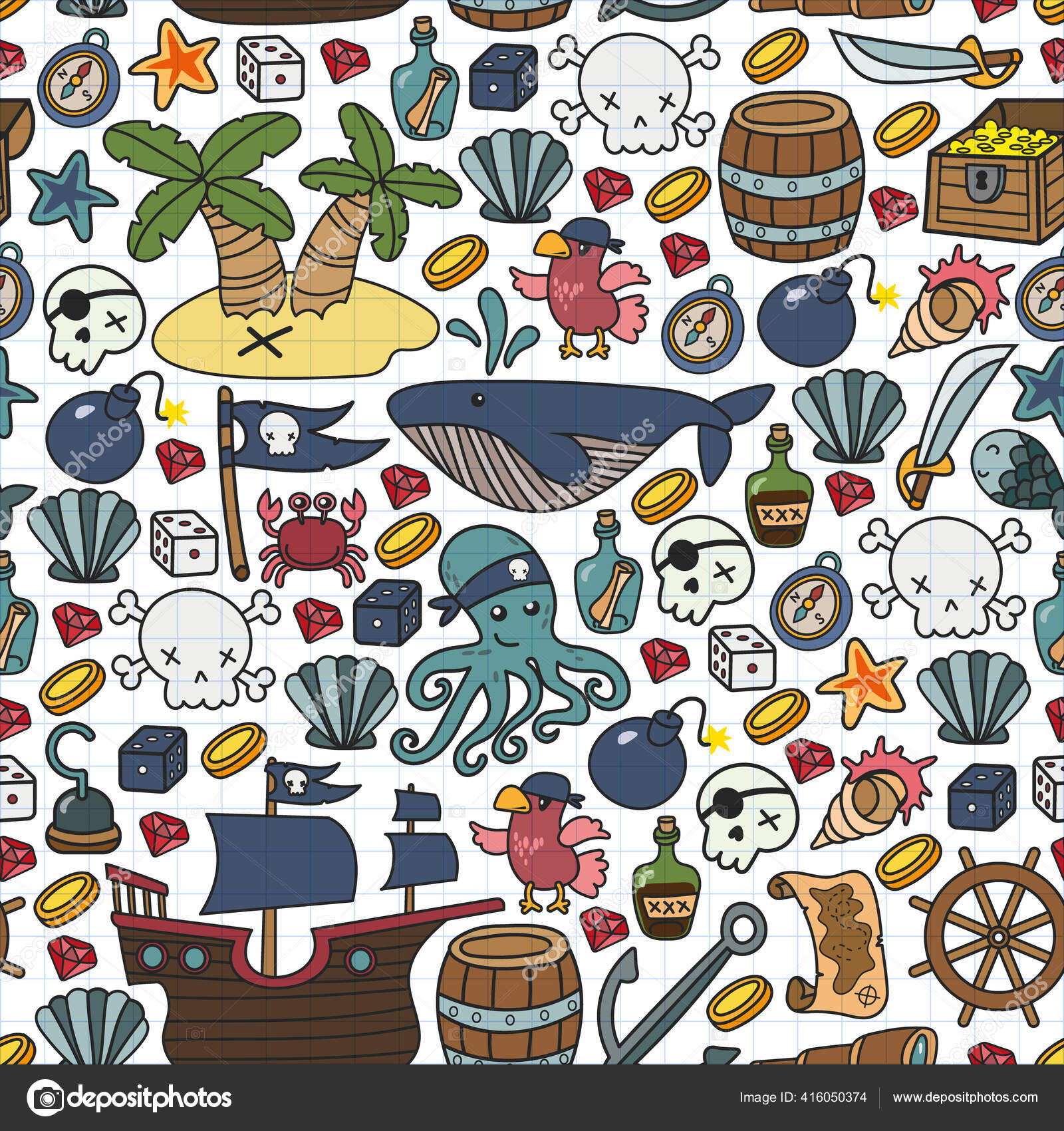 Symbols Piracy Hat Swords Guns Treasure Chest Ship Black Flag Stock ...