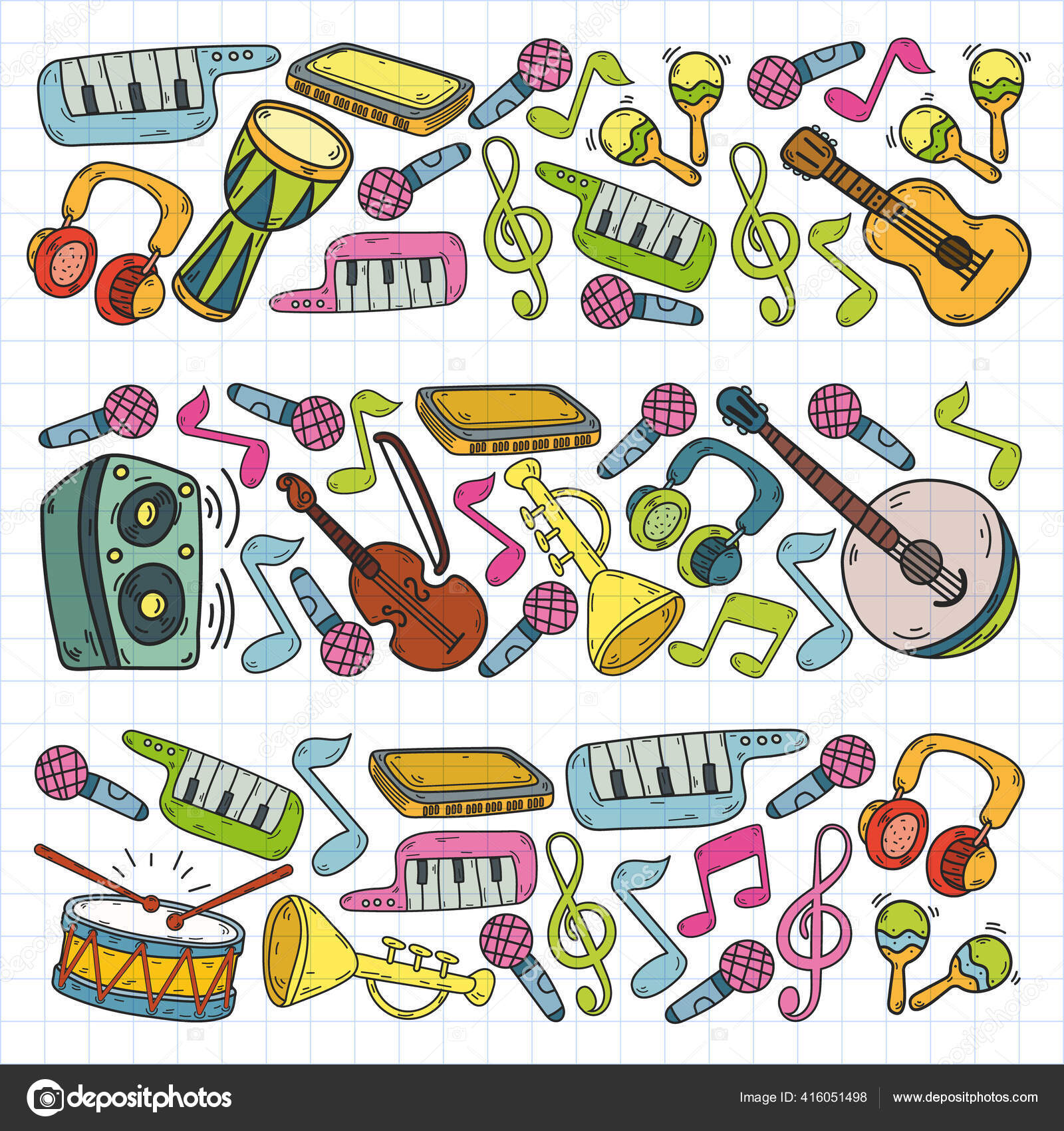 Vector Music Background Musical Instruments Rock Piano Guitar Jazz ...