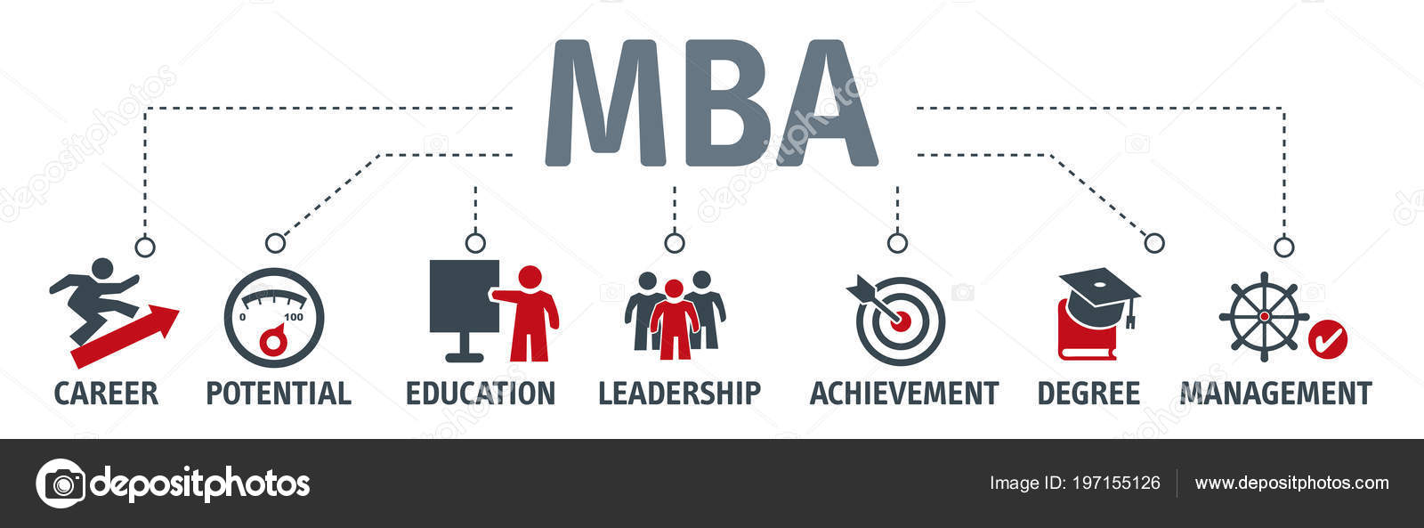 Mba Master Business Administration Vector Illustration Concept Icons