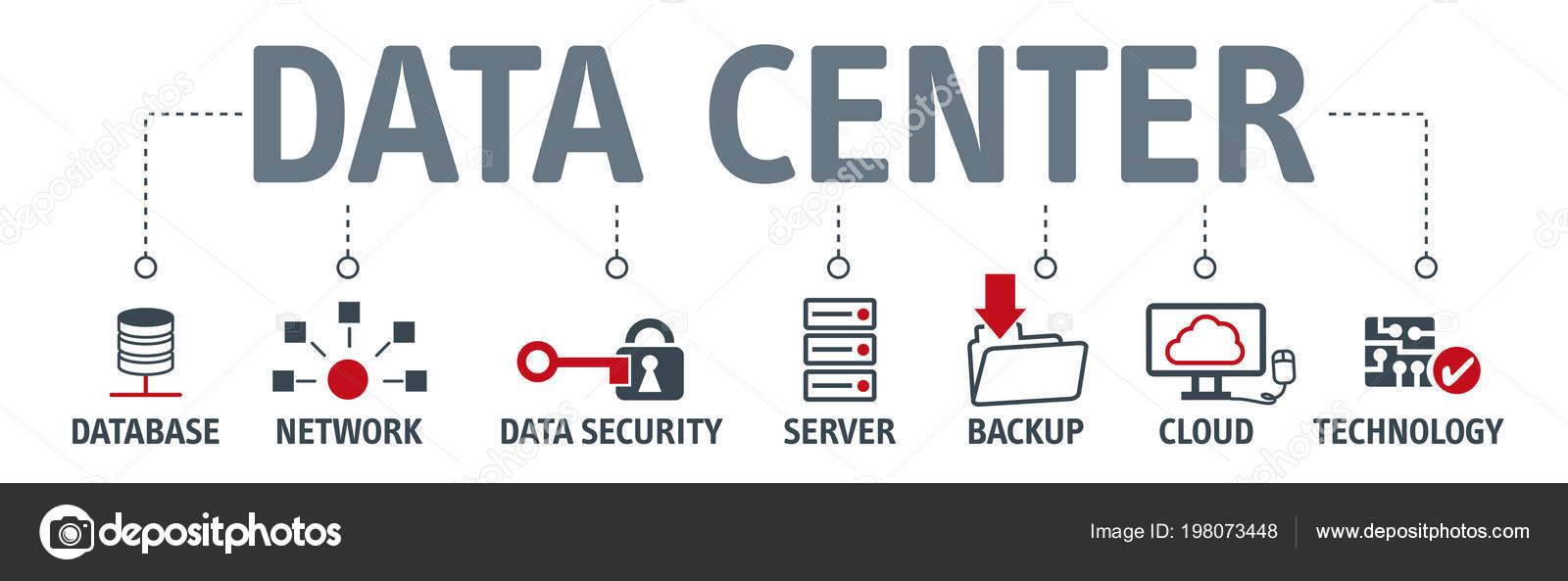 Data Center Cloud Computer Connection Hosting Server Database Concept Banner Stock Vector Image
