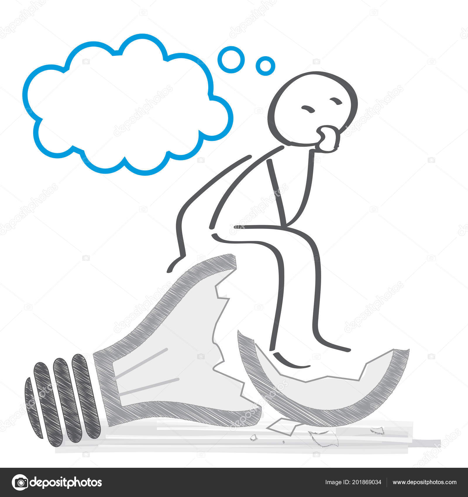 Vector Illustration Stick Figure Pondering Creative Project ...