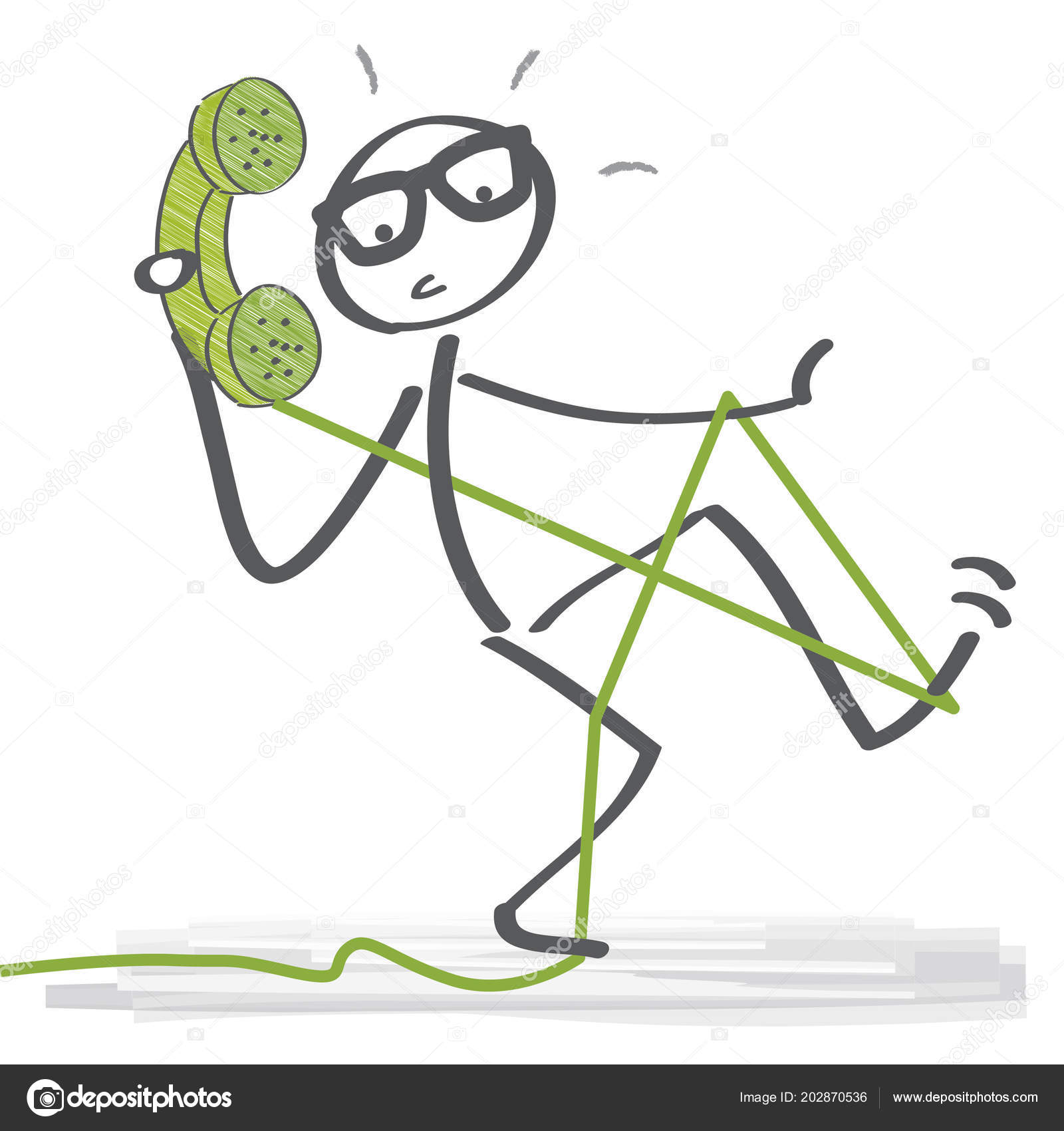Portrait Stick Figure Talking Phone Vector Illustration — Stock Vector ...