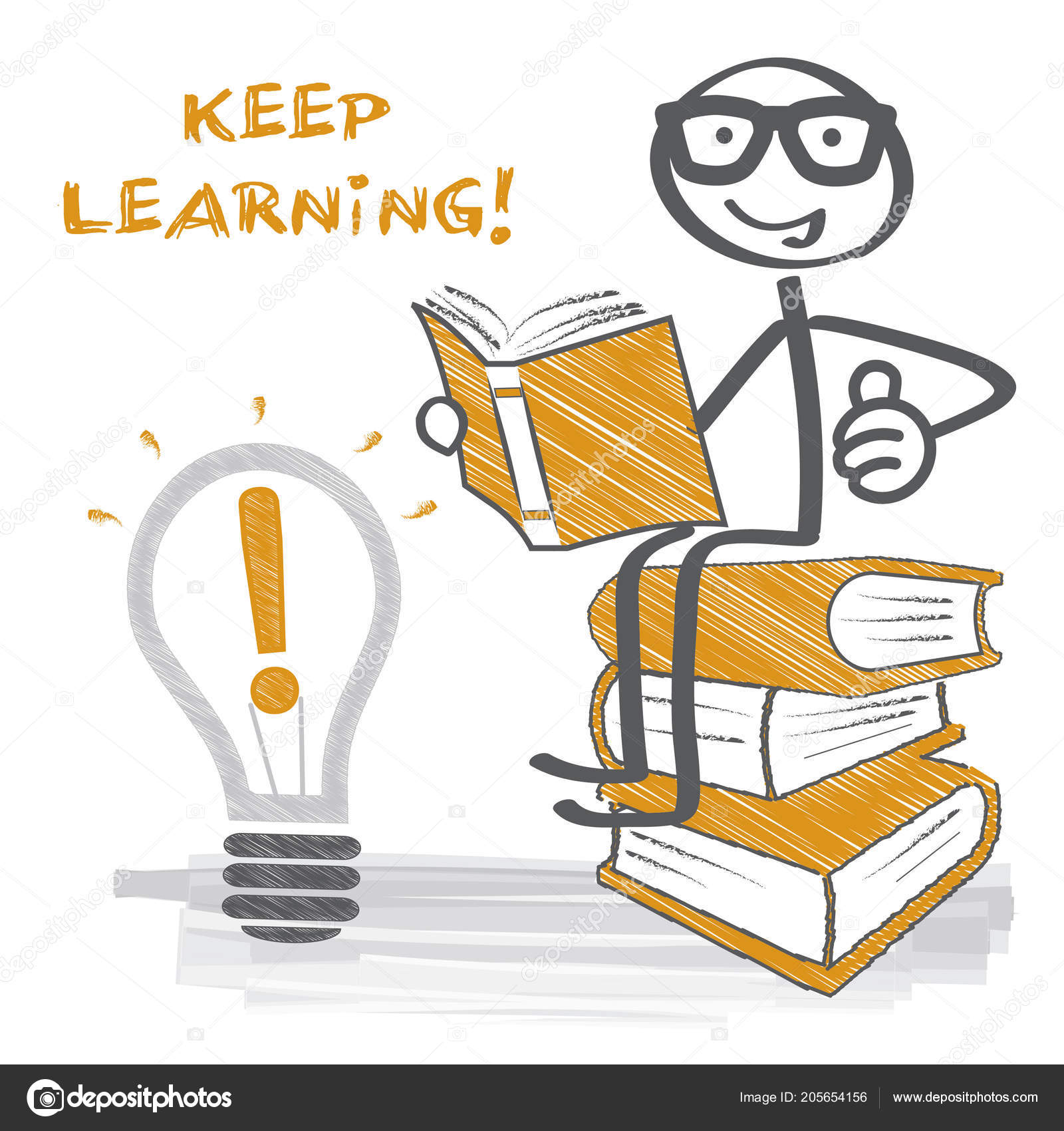 Stick Figure Sits Books Pile Reads Book Stock Vector by ©trueffelpix ...