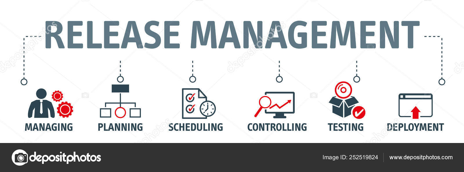 Banner release managing vector illustration concept - related it Stock ...