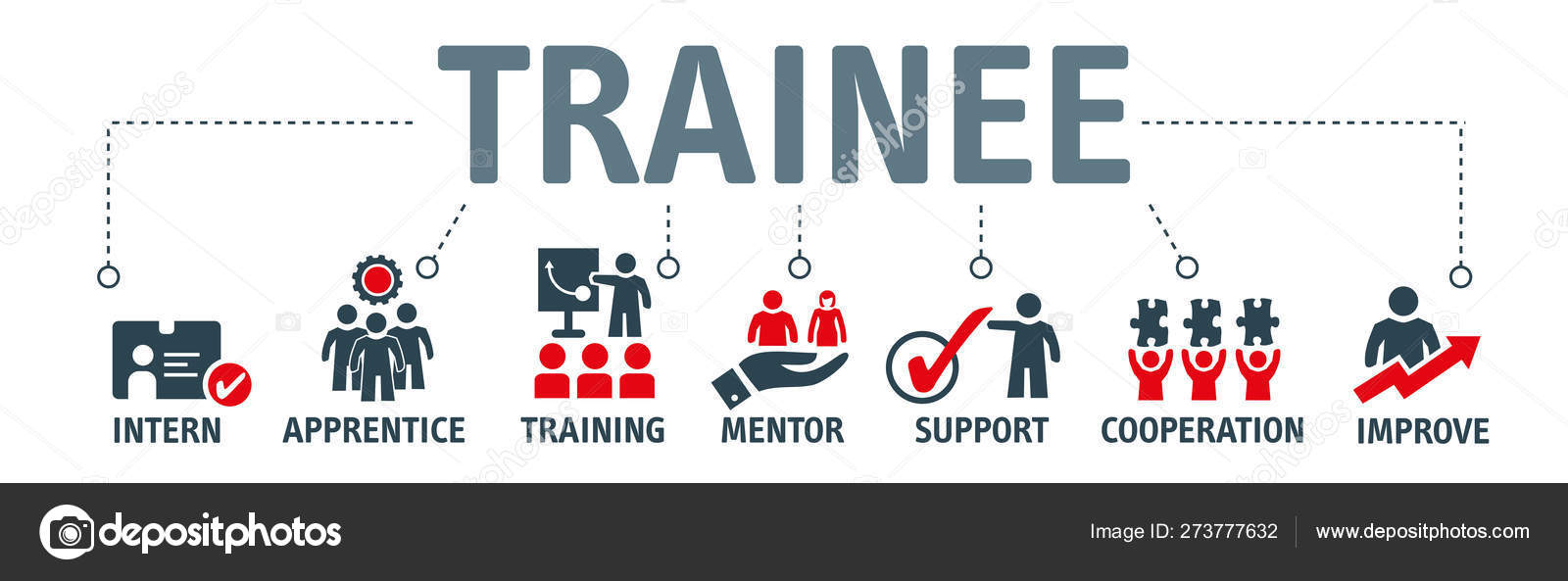 Banner trainee program vector illustration concept with icons Stock ...