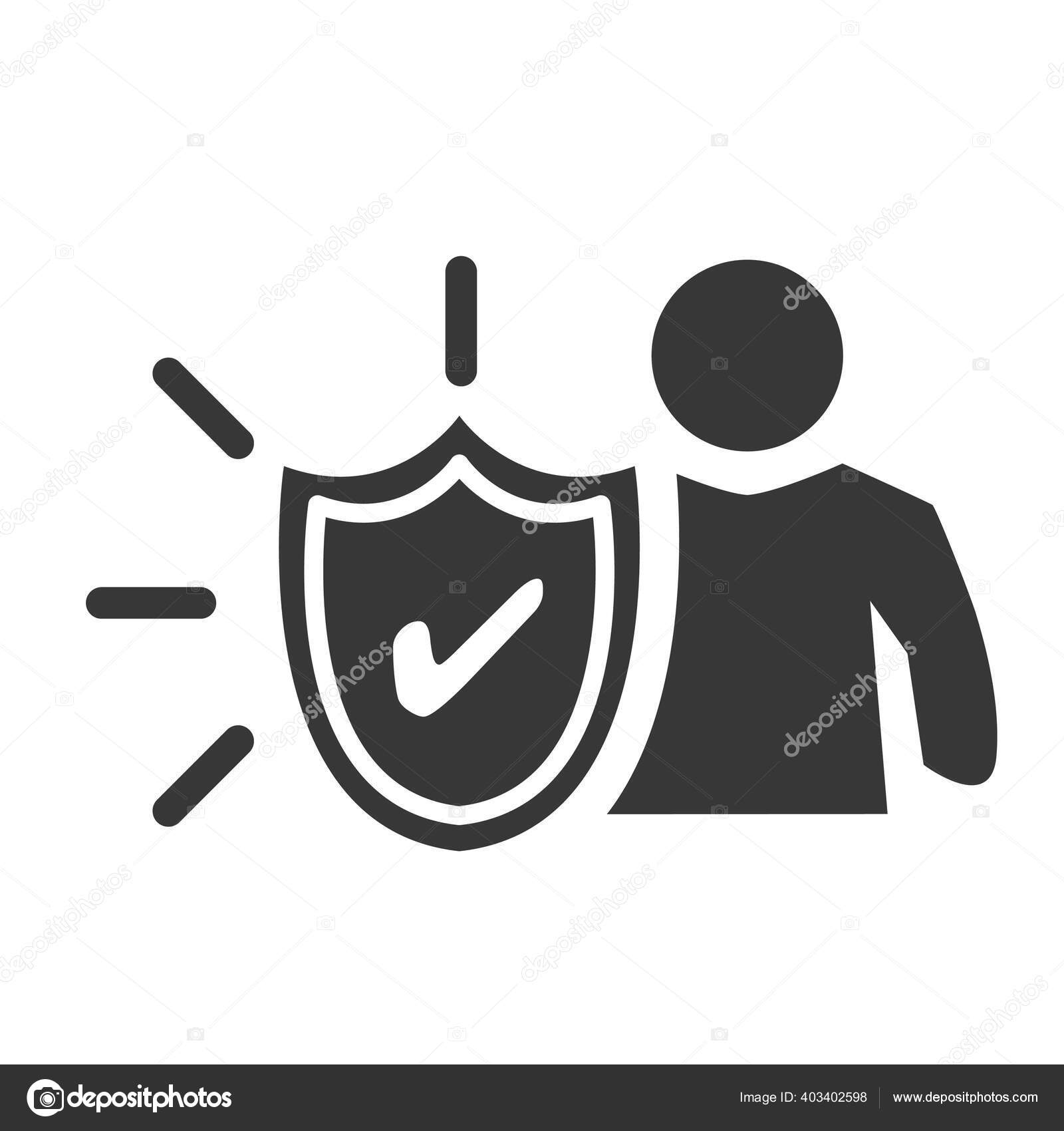 Defend Icon Guardian Shield Pictogram Isolated White Background Vector ...