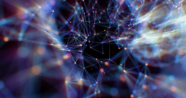 3d Render Abstract Flying Through Digital Data Web Spy Tunnel, Digital Nodes and Connection ...