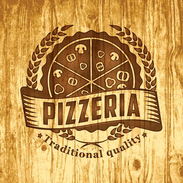 Pizza label on wood texture Stock Vector by ©Antisana 229436062