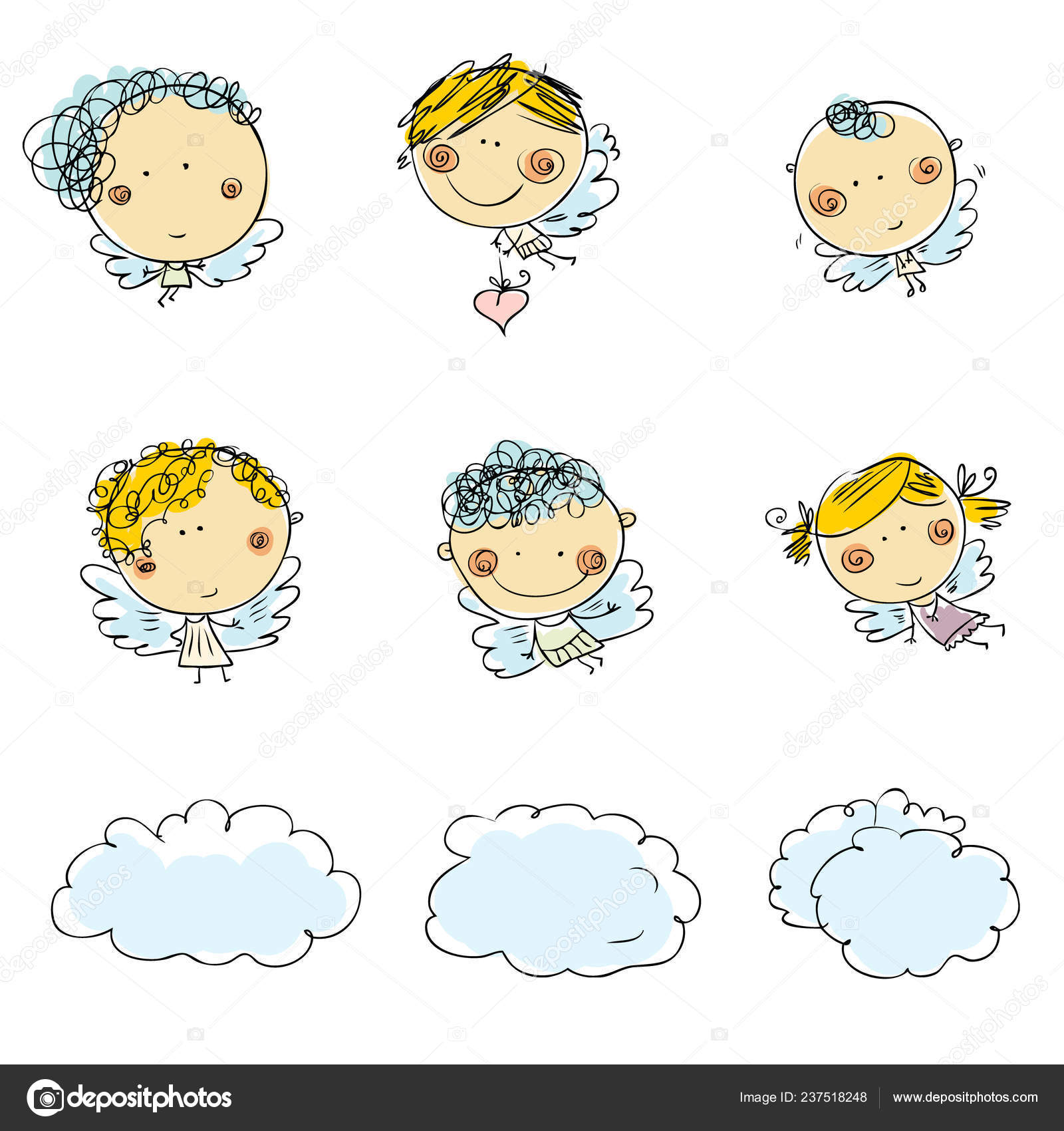 Simple Boy Angel Drawing