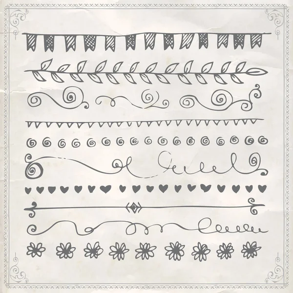 Hand drawn line border frame design elements set Stock Vector Image by ...