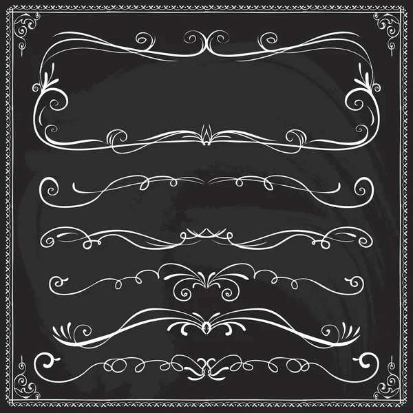 Hand drawn line border frame design elements set Stock Vector by ...