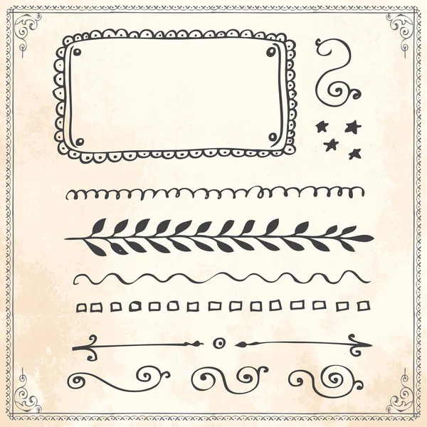 Hand drawn line border frame design elements set Stock Vector by ... Hand drawn line border frame design elements set Stock Vector by ...