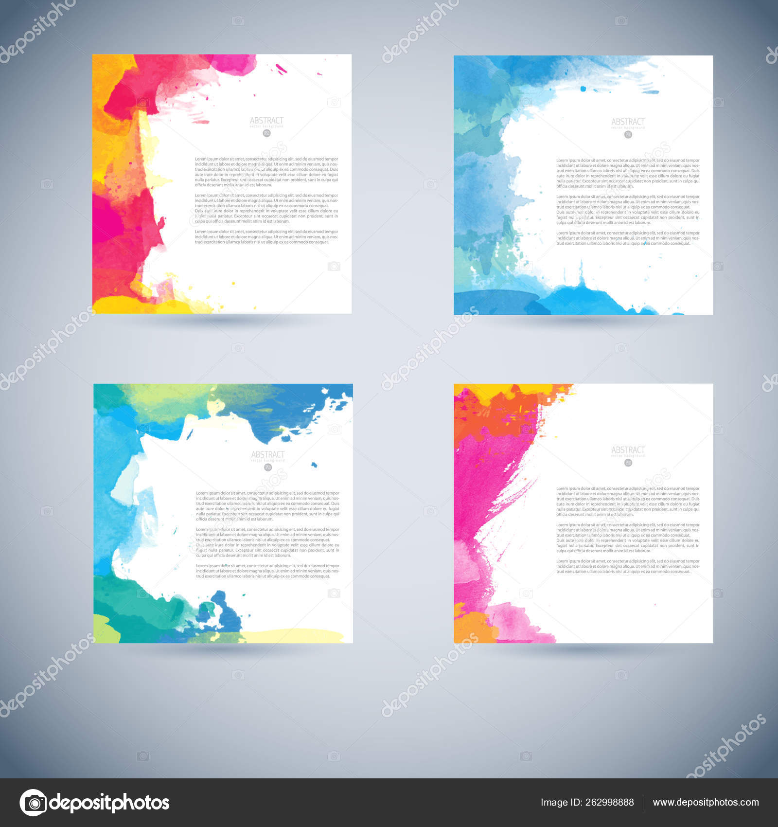 Vector set of watercolor background card template Stock Vector Image by ...